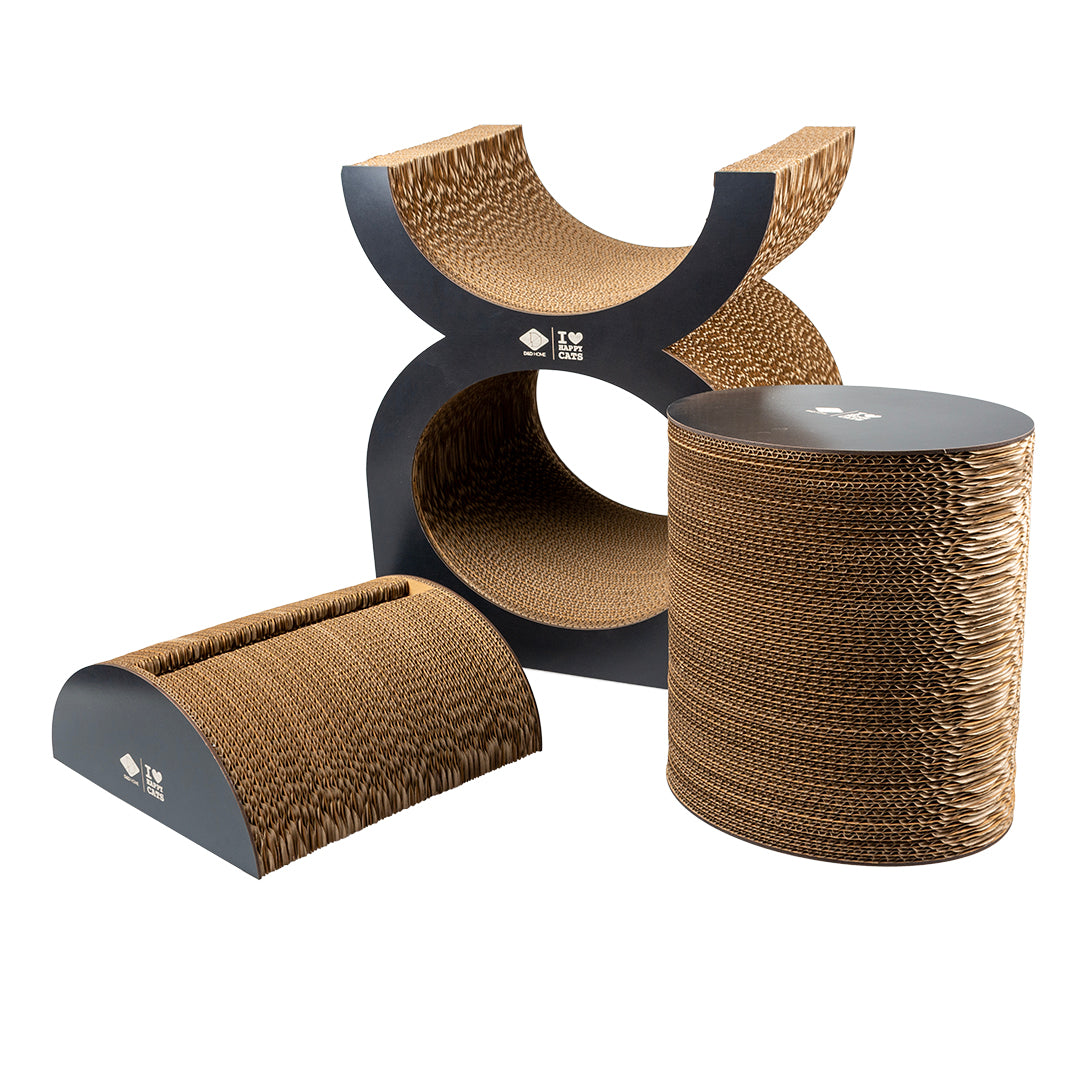 FAYE - Cardboard scratcher playground Brown/black – Snazzy Pets